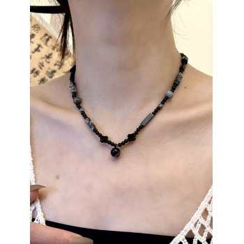 Emmiol Free shipping 2025 Vintage Beads Stone Charm Necklace Black ONE ...