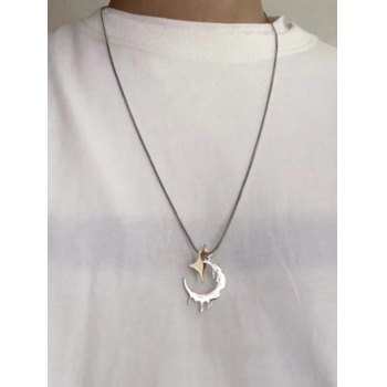 Emmiol Free shipping 2025 Men's Drip Crescent Moon Necklace Silver ONE ...