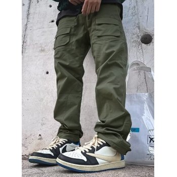 Emmiol Free shipping 2025 Men's Buttoned Function Cargo Pants Gray XL ...