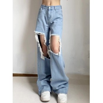 Emmiol Free shipping 2026 Straight Leg Extra Ripped Jeans Blue M in ...