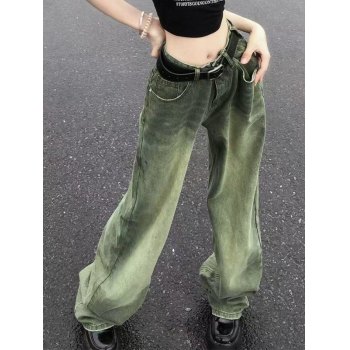 Emmiol Free shipping 2025 Vintage Wash Green 90s Boyfriend Jeans Green M in Boyfriend Jeans ...