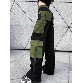Emmiol Free shipping 2025 Function Pocket Patchwork Cargo Pants Black M in Cargo Pants online ...