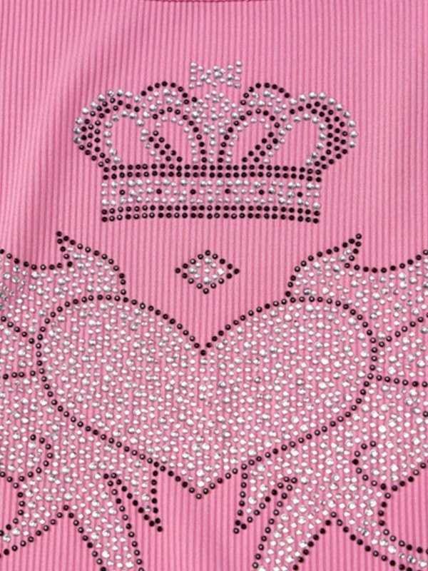 Emmiol Free shipping 2023 Rhinestone Winged Heart Ribbed Cropped Tank ...