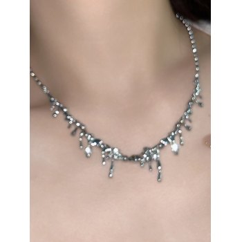 Emmiol Free shipping 2025 Punk Silver Drip Necklace Silver ONE SIZE in ...