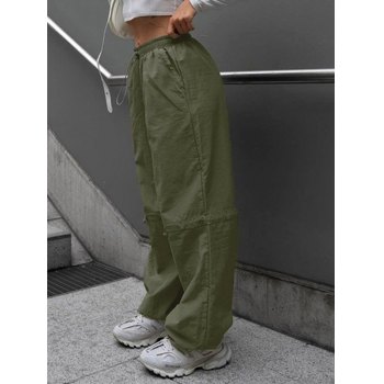 Emmiol Free shipping 2025 Drawstring Baggy Cargo Pants Chive S in Cargo ...