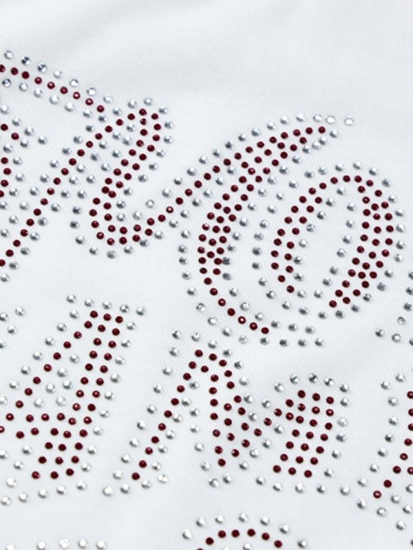 Emmiol Kostenloser Versand 2024 Crop-Top mit Strass-Buchstaben-Detail ...