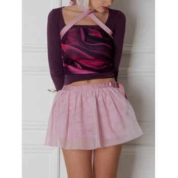 Emmiol Free shipping 2026 Micro Shorts & Mesh Mini Skirt Set Pink ONE ...