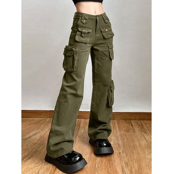 Emmiol Free shipping 2025 Multi Pockets Straight Leg Cargo Pants Chive ...