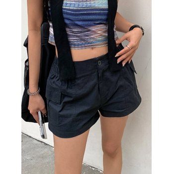 Emmiol Free shipping 2025 Navy Blue Micro Cargo Shorts Navy Blue S in ...