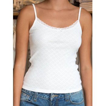 Emmiol Free shipping 2026 Heart Pointelle Knit Crop Cami Top White M in ...