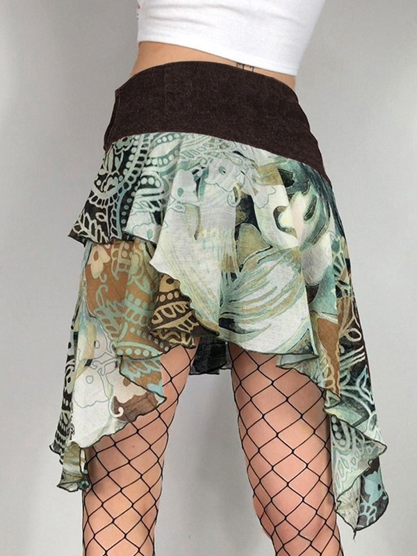 Emmiol Free shipping 2025 High Waist Color Contrast Irregular Skirt ...