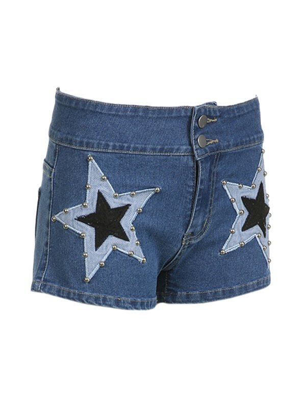 Emmiol Free shipping 2026 Street Color Contrasting Pentagram Denim ...
