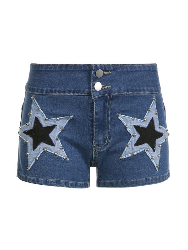Emmiol Free shipping 2026 Street Color Contrasting Pentagram Denim ...