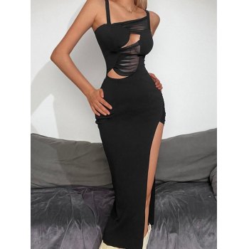 Emmiol Free shipping 2025 Hollow Bag Hip Slit Dress Black M in Midi ...