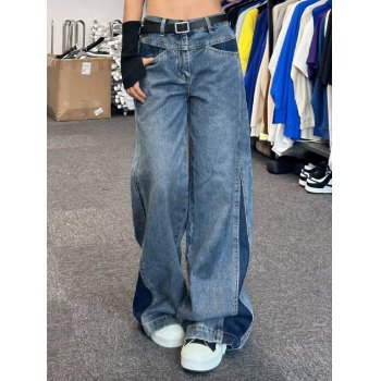 Emmiol Free shipping 2026 Paneled Vintage Denim Boyfriend Jeans Blue XL ...