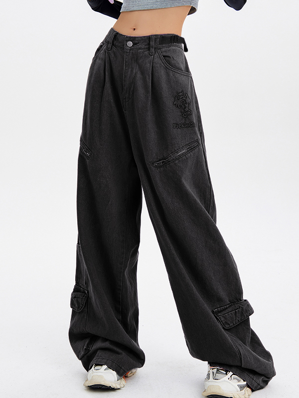 Emmiol Free shipping 2025 Star Spider Web Orint Cargo Jeans Black XL in ...