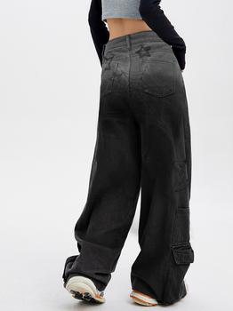 Emmiol Free shipping 2025 Star Spider Web Orint Cargo Jeans Black S in ...