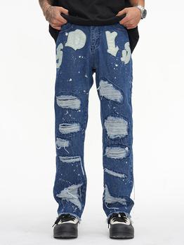 Emmiol Free shipping 2025 Men's Ripped Splash Ink Print Letter Patch ...