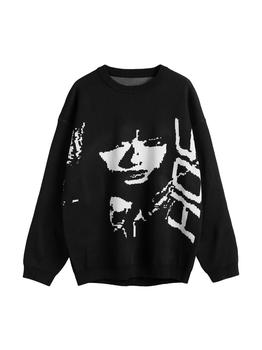 Emmiol Free shipping 2025 Men's Vintage Pixel Jacquard Knit Sweater ...