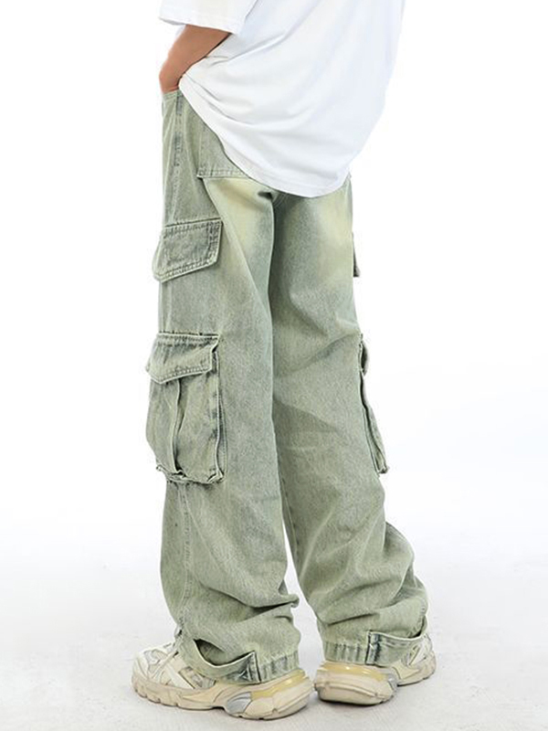 Emmiol Free shipping 2025 Men's Washed Multiple Pocket Buckle Cargo ...