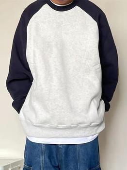 Emmiol Free shipping 2025 Men's Preppy Contrast Color Splice Raglan ...