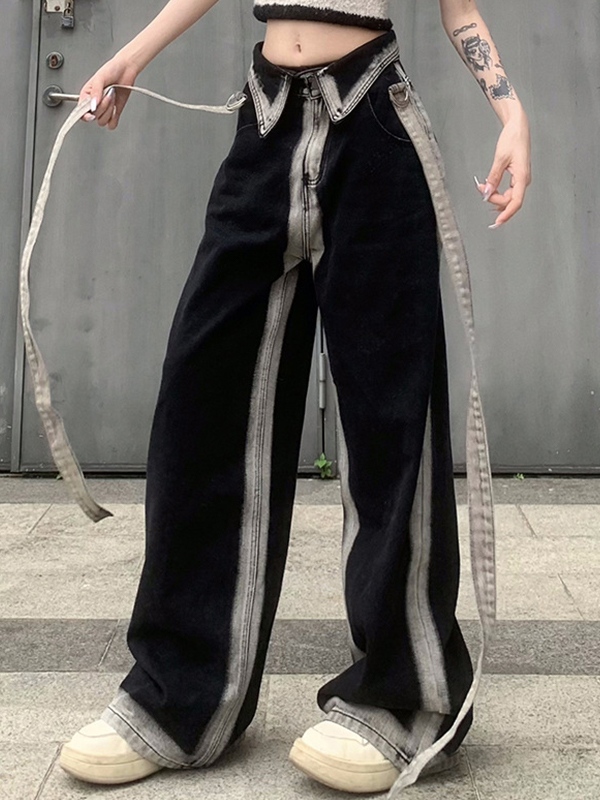 Emmiol Free shipping 2025 Fold Over Contrast Color With Ribbon Loose ...