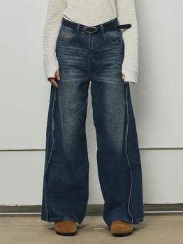 Emmiol Free shipping 2023 Vintage Wash Curve Splice Boyfriend Jeans ...