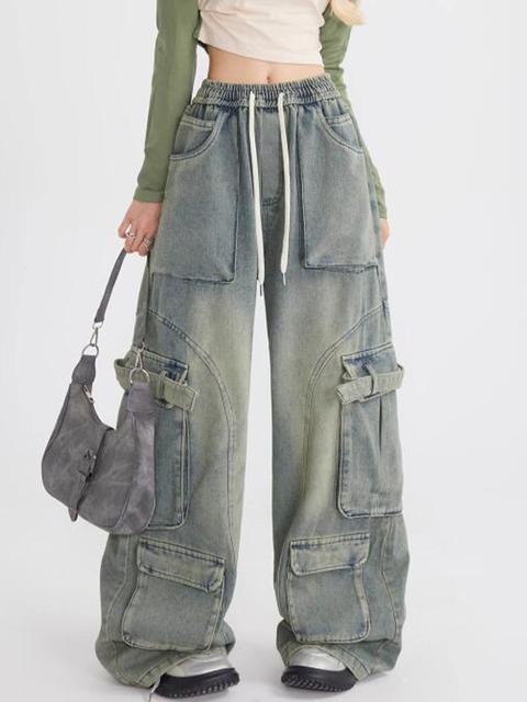 Emmiol Free shipping 2024 Vintage Low Rise Multi-Pocket Cargo Jeans ...