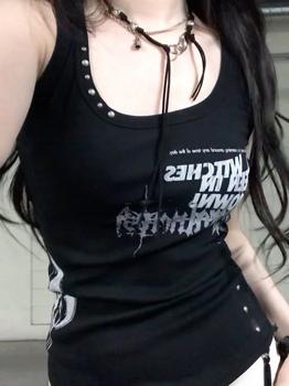 Emmiol Free shipping 2026 Retro Punk Rock Halter Cami Top Black M in ...