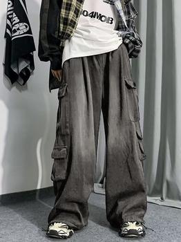 Emmiol Free shipping 2025 Men's Function Loose Cargo Jeans Black XL in ...