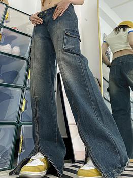 Emmiol Free shipping 2026 Vintage Wash Multi Pocket Zip Up Cargo Jeans ...