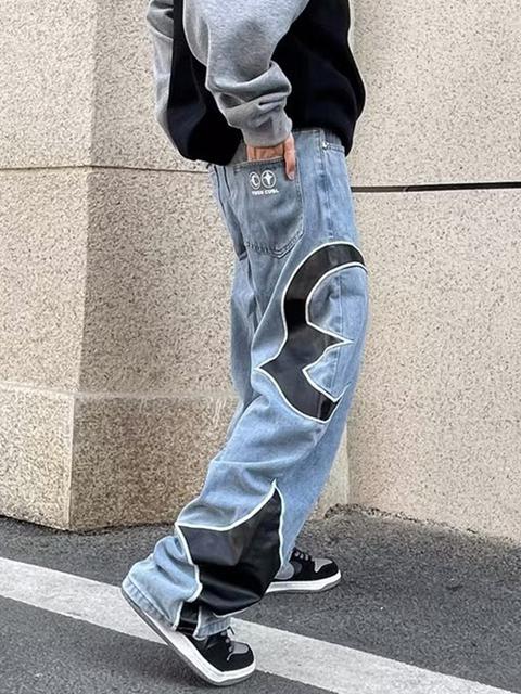 Emmiol Free shipping 2025 Men's Function Loose Cargo Jeans Blue XL in ...