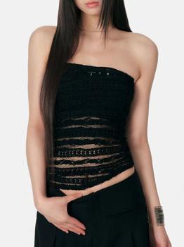 Emmiol Free shipping 2026 Lace Cross Bandeau Top Black M in Bandeau ...