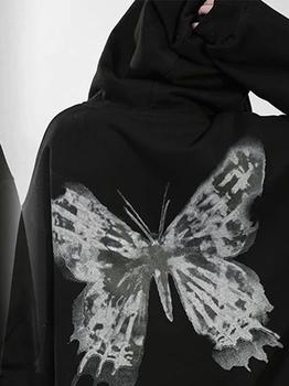 Emmiol Free shipping 2025 Street Butterfly Print Zip Up Oversized ...