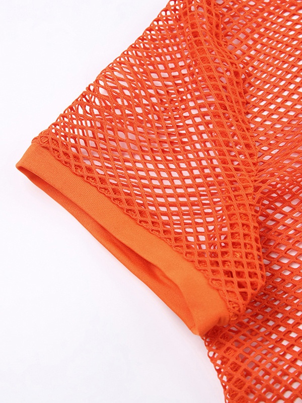 Emmiol Free shipping 2024 Mesh Cutout See Through Short Sleeve Tee ...