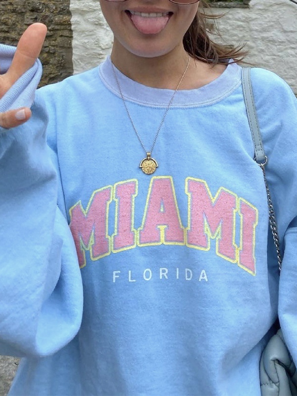 Emmiol Free shipping 2024 American Style Crew Neck Print Loose ...