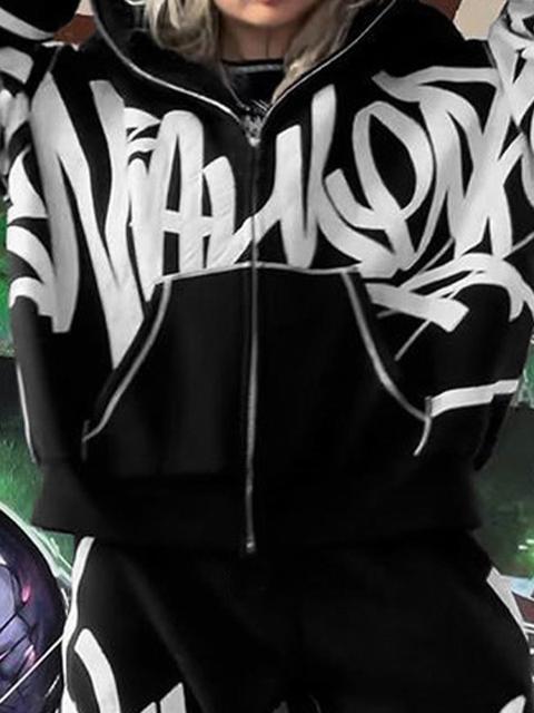 Emmiol Free shipping 2023 Butterfly Print Zip Up Oversized Hoodie White ...