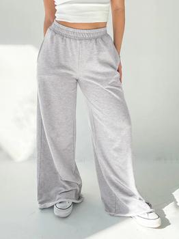 Emmiol Free shipping 2026 Solid Color Rolled Sweatpants Gray S in ...