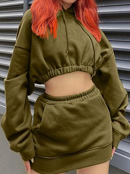 Emmiol Free shipping 2025 Solid Hooded Cropped Elastic High Rise Two ...