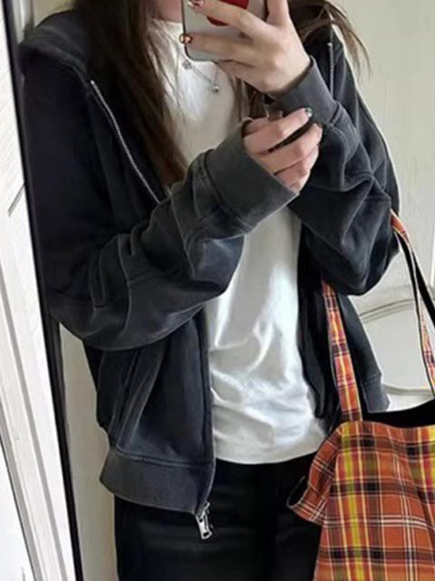 Emmiol Free shipping 2023 Street Butterfly Print Zip Up Oversized ...