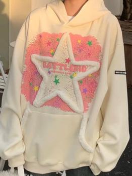 Emmiol Free shipping 2025 Vintage Fuzzy Star Embroidered Oversized ...
