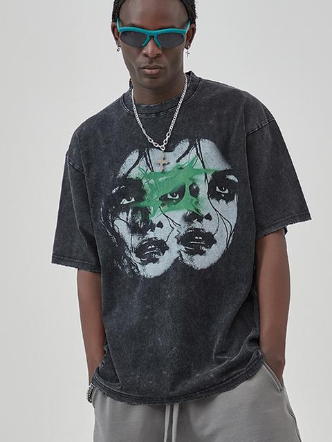 Emmiol Free shipping 2025 Men's Short Sleeve Evil Printed Tee Black M ...