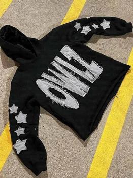 Emmiol Free shipping 2025 Street Lettering Oversized Hoodie Black M in ...