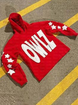 Emmiol Free shipping 2025 Street Lettering Oversized Hoodie Red XL in ...