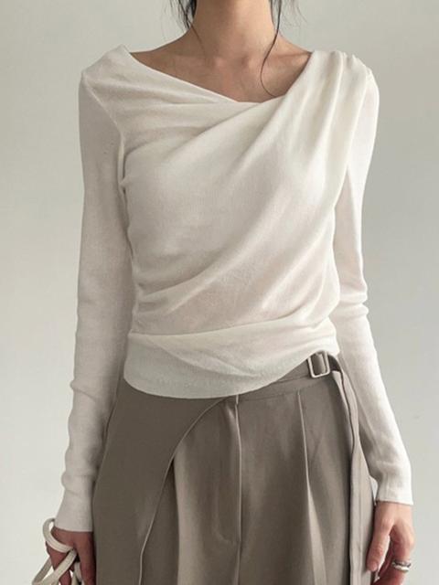 Emmiol Free shipping 2025 Textured Stripe Long Sleeve Tee White L in ...