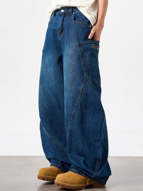 Emmiol Free shipping 2025 Men's Function Loose Cargo Jeans Blue XL in ...