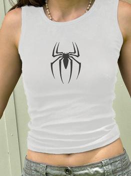 Emmiol Free shipping 2026 Street Spider Ribbed Cropped Tank Top White S ...
