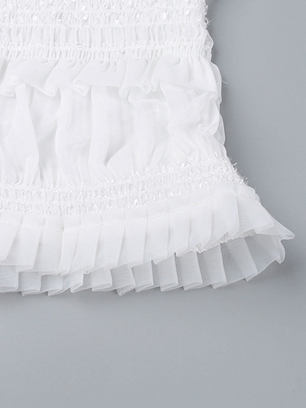 Emmiol Free shipping 2026 Textured Fungus Lace Up Cami Top White S in ...