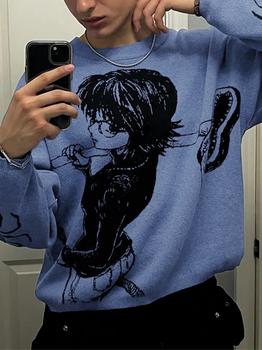 Emmiol Free shipping 2026 Men's Anime Graphic Sweater Blue XL in ...