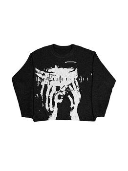 Emmiol Free shipping 2025 Men's Abstract Portrait Print Knit Sweater ...